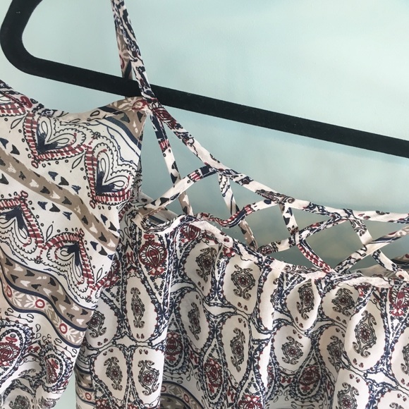 Tops | Boho Lattice Cold Shoulder Festival Blouse | Poshmark